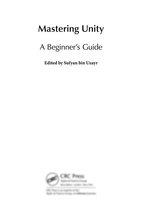 SOLUTION Mastering Unity A Beginner S Guide Sufyan Bin Uzayr Crc Press Studypool