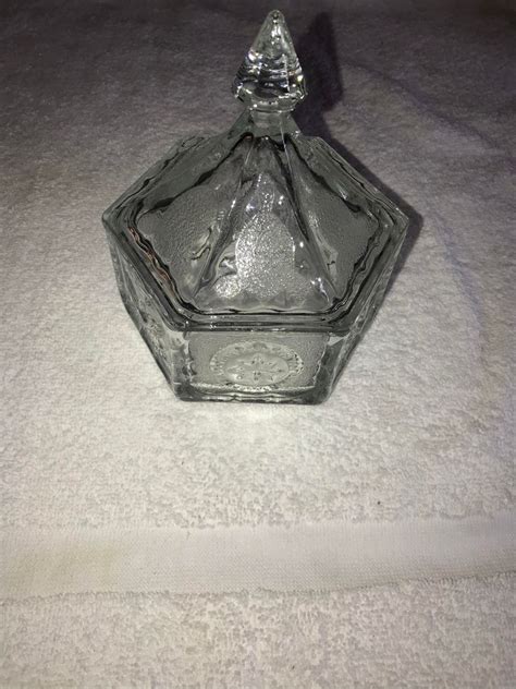 Vintage Clear Depression Candy Dish Glass With Lid Eagle Star Etsy