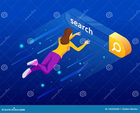Isometric Search Bar Modern Concept Search Engine Optimization And Web Analytics Elements Stock