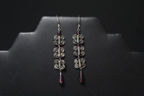 Sterling Silver Boho Beaded Glass Dangle Earrings Sterling Beaded