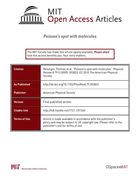 Reisinger 2009 Poisson S Spot With Pdf Diffraction Science