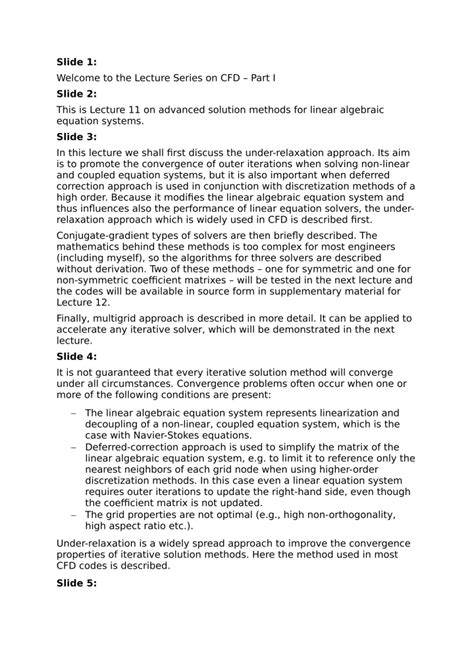 The Perić Lectures On Cfd Lecture 11 Advanced Solution Methods For