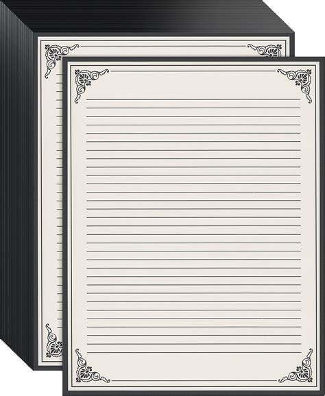 48 Sheets Fancy Vintage Lined Paper With Antique Border Design Aged