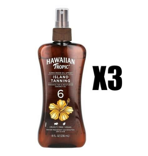 하와이안트로픽 아일랜드 태닝 자외선 차단제 오일 스프레이 Spf 6 236ml 3개 티몬