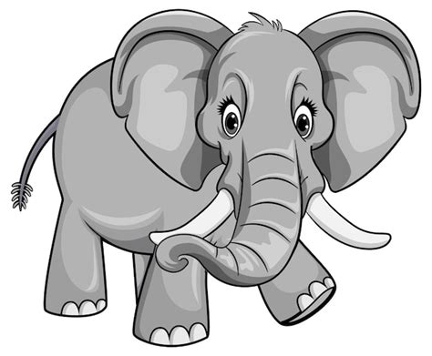 Lindo Elefante En Estilo De Dibujos Animados Vector Premium