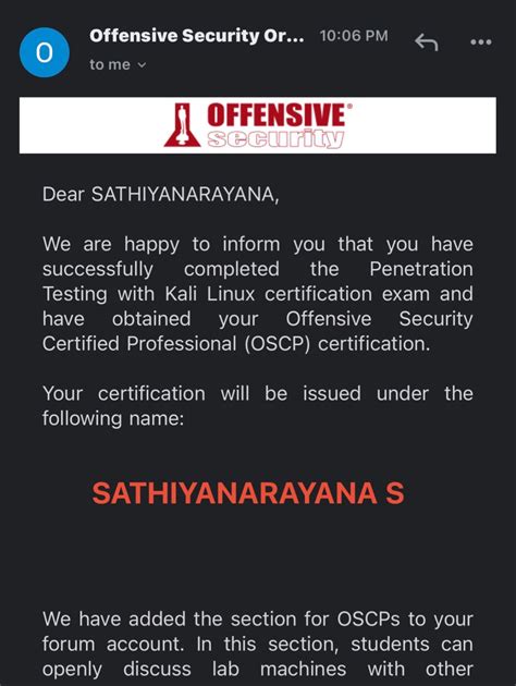 Sathiyanarayana S On Linkedin Oscp Offensivesecurity Hackthebox