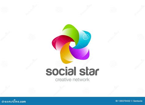 Social Network Infinity Loop Ribbon Star Logo Desi Stock Vector