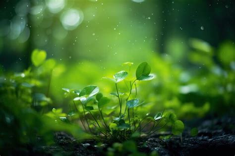 Premium Photo Tree Branch With Leaves In The Forest Beautiful Bokeh