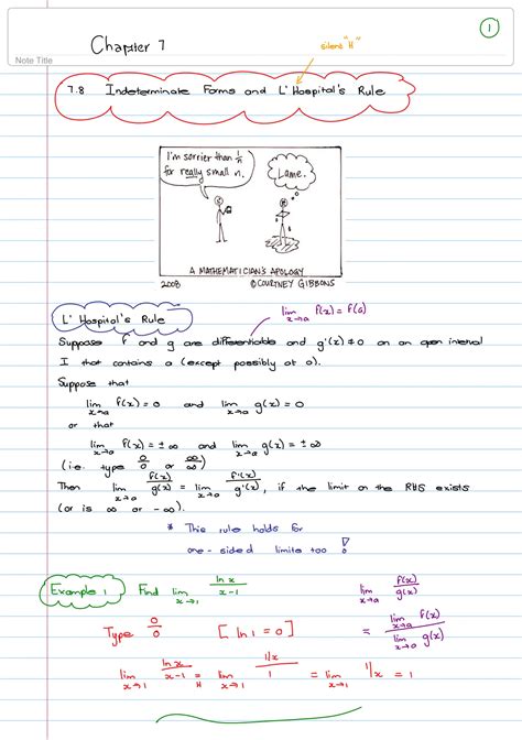 Summary How To Solve Limit Indeterminate Forms Using Lhospitals Rule Calculus Stuvia Us