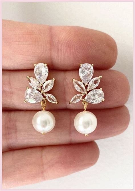 Gold Pearl Drop Earrings Gold Bridal Earrings Wedding Earrings Dangle