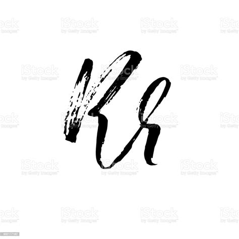 R Handwritten 드라이 브러쉬에 의해 편지 거친 스트로크 글꼴 질감 벡터 일러스트입니다 그런 지 스타일 우아한 알파벳