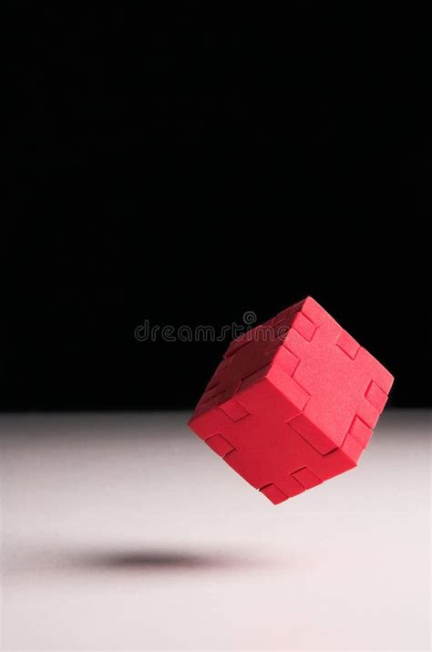 Floating Red Puzzle Cube Stock Image Image Of Geometrical
