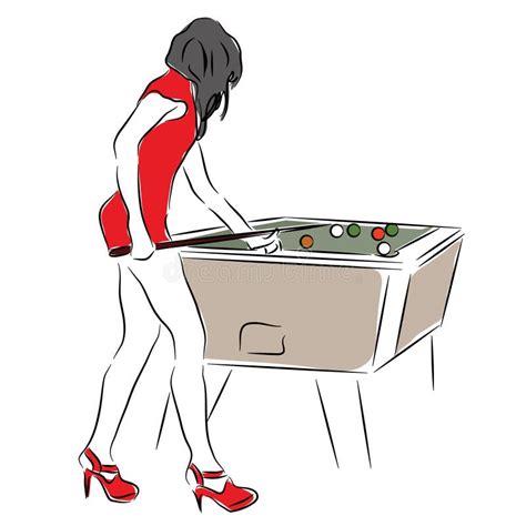 Young Woman Playing Billiards Stock Vector Illustration Of Table