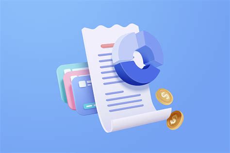 신용 카드로 3d 청구서 지불 및 온라인 쇼핑을위한 금융 시계 경고 알림이있는 지불 신용 카드 돈 동전으로 송장 거래 3d 영수증 벡터 아이콘 렌더링 일러스트 레이 션 3