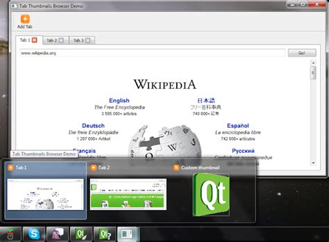 Yet Another Coding Blog Windows 7 Taskbar Extensions In Qt Tab Thumbnails