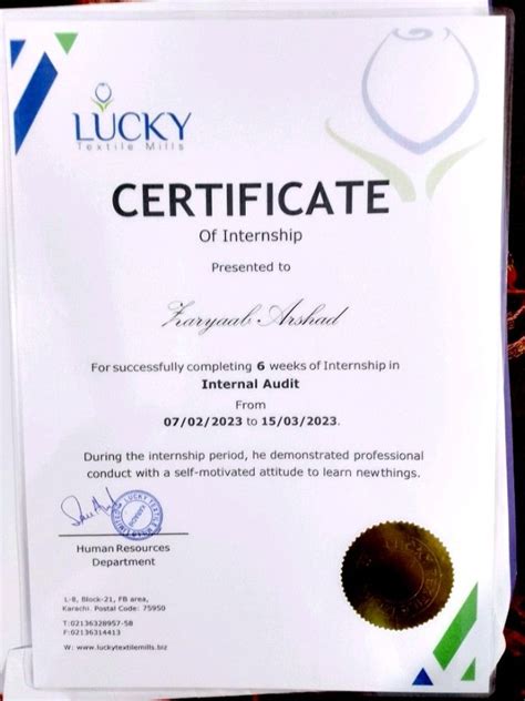 Zaryaab Arshad On Linkedin Internship Internship2023 Luckytextile Luckymills
