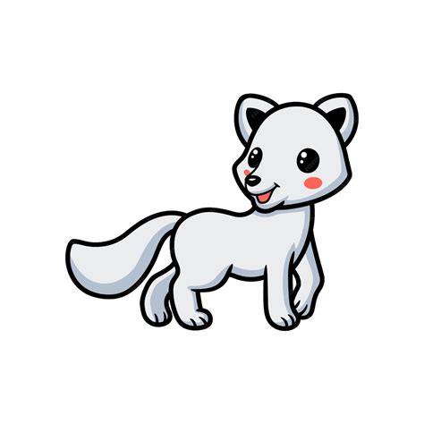 Premium Vector Cute Little Arctic Fox Cartoon