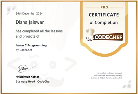 Cprogramming Certification Programming Techskills Disha Jaiswar