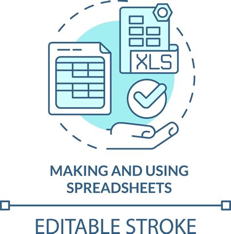 Making And Using Spreadsheets Turquoise Concept Icon Critical Thinking Skill Abstract Idea Thin