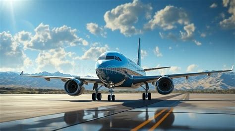 Aerial View Of Aircraft Departing The Airport Runway Ai Generated