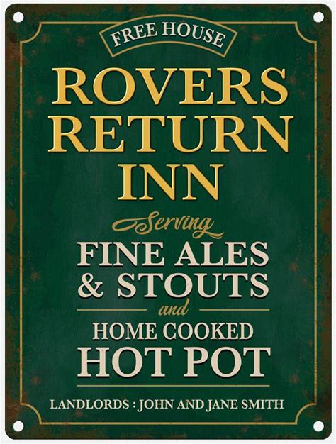 The Rovers Return Personalised Metal Wall Art 3 Sizes Metal Wall
