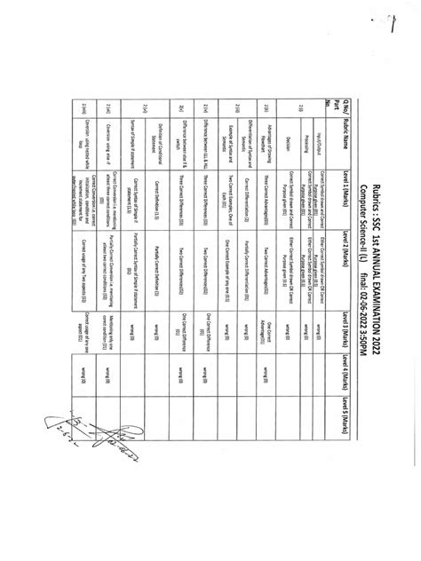 Rubrics Computer Science Ii Local Pdf