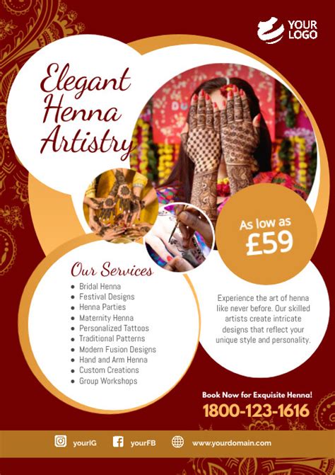 Henna Artist Flyer Template Postermywall