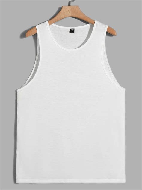 White Basics Sleeveless Mens Tank Top
