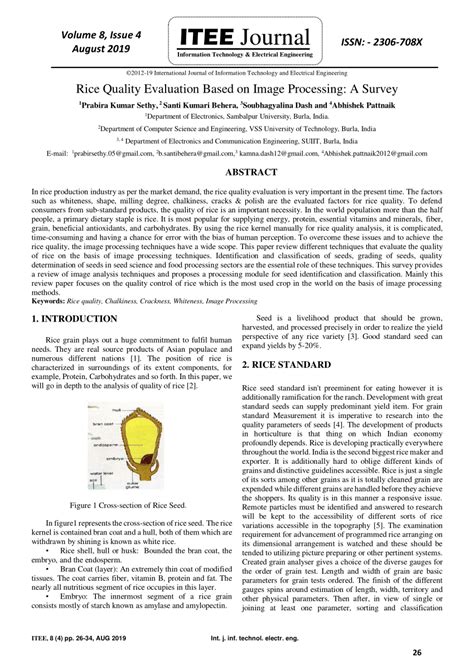 Pdf Rice Quality Evaluation Based On Image Processing A Survey