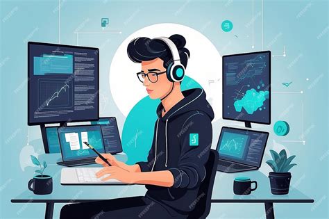 Premium Photo Virtual Hackathon Or Coding Challenge Vector Flat Style
