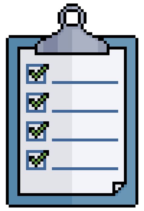 Pixel Art Clipboard Vector Icon For 8bit Game On White Background