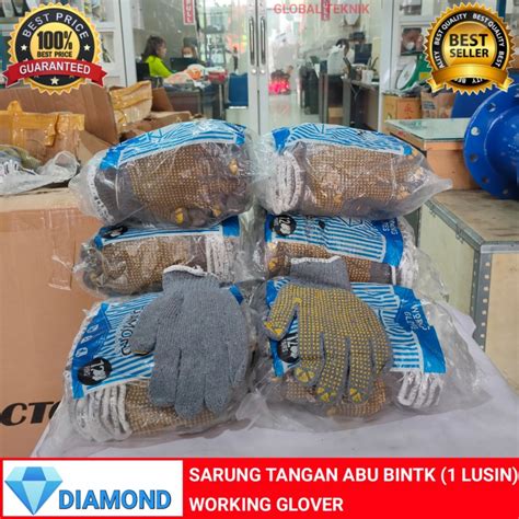 Jual Sarung Tangan Kain Bintik Kuning Abu Sarung Tangan Kerja Abu Bintik Kuning Per Lusin Sarung