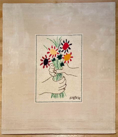 Pablo Picasso A Large Vintage Limited Edition Rug “le Bouquet”