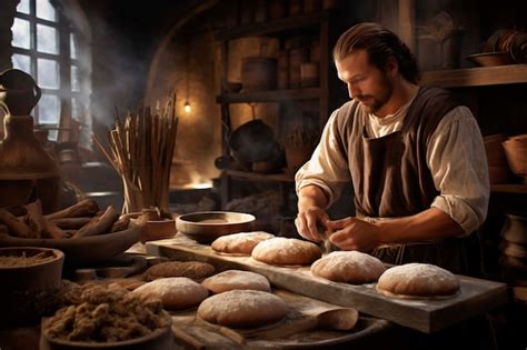 Renderización Histórica Medieval Del Panadero Foto Gratis