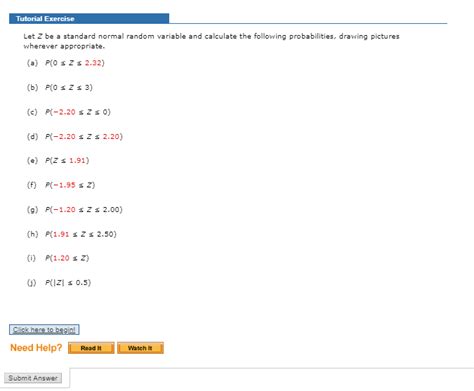 Solved Tutorial Exercise Let Z Be A Standard Normal Random Chegg Com