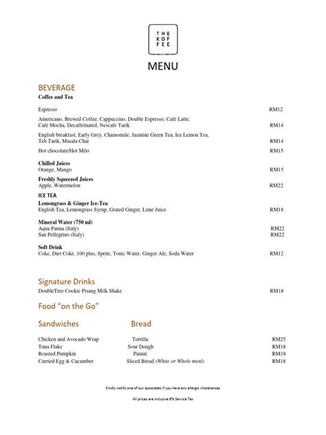 The Koffee Menu Putrajaya Pdf Cakes Drink