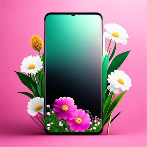 Premium Ai Image Smartphone Blank White Screen Mockup With Flowers