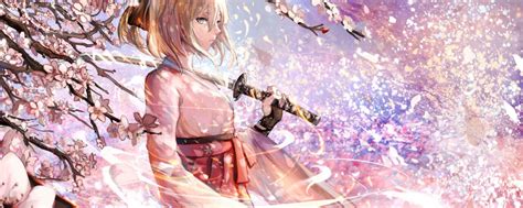 Saber in Cherry Blossoms Fantasy Wallpaper | Background FREE Download - Vulplex.com