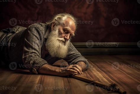 Ai Generative Full Length Exhausted Disabled Middle Aged Old Man