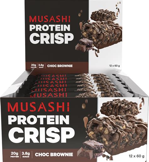 Musashi Protein Crisp Bars 12 X 60g Choc Brownie Expiry 010625