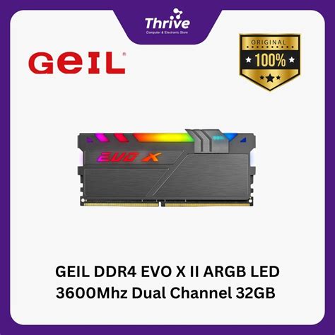 Jual GEIL DDR4 EVO X II ARGB LED 3600Mhz Dual Channel 32GB 2x16GB GAEXSY432GB3600C18BDC