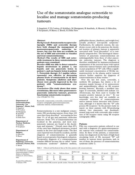 Pdf Use Of The Somatostatin Analogue Octreotide Localise And Manage
