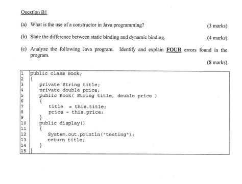 Solved A What Is The Use Of A Constructor In Java Chegg