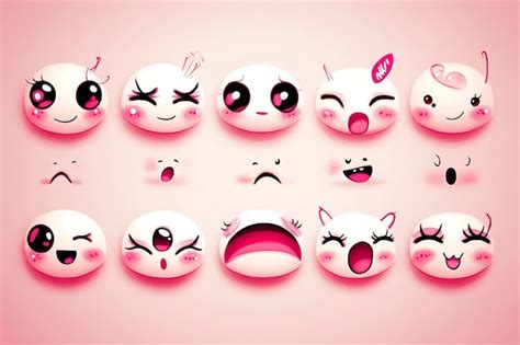 Las Caras Lindas De Kawaii Imagen Premium Generada Con Ia
