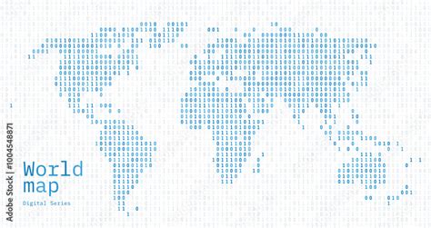 White World Map Shown In Binary Code Pattern Green Matrix Numbers