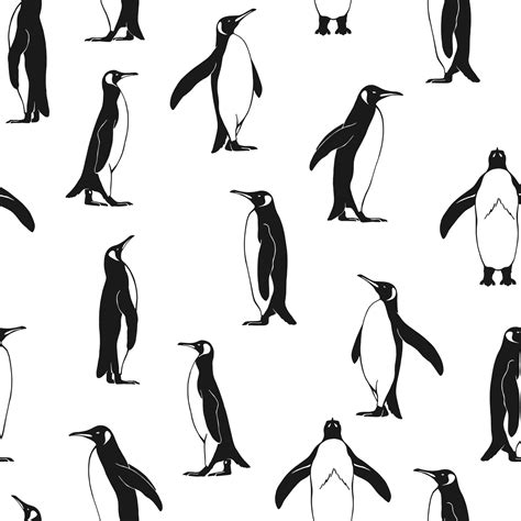 Seamless Pattern With Penguin Hand Drawn Illustration 50094637 Vector