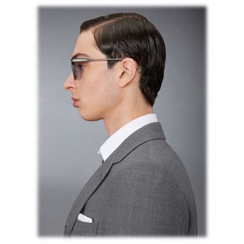 Thom Browne Acetate Round Sunglasses Crystal Grey Blue Thom