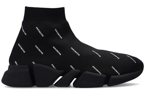 Balenciaga Speed Trainer 20 All Over Logo Black White Womens