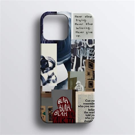 Blah Blah Mavi Kolaj Desenli Telefon Kılıfı