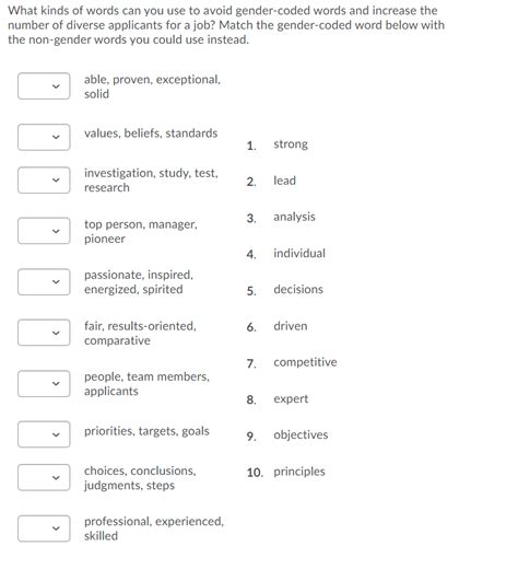 Solved What Kinds Of Words Can You Use To Avoid Gender Coded Chegg Com